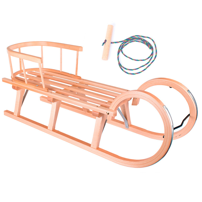 Sanki Drewniane Sportowe dla dzieci z oparciem - Duże 110 cm Baranie ...